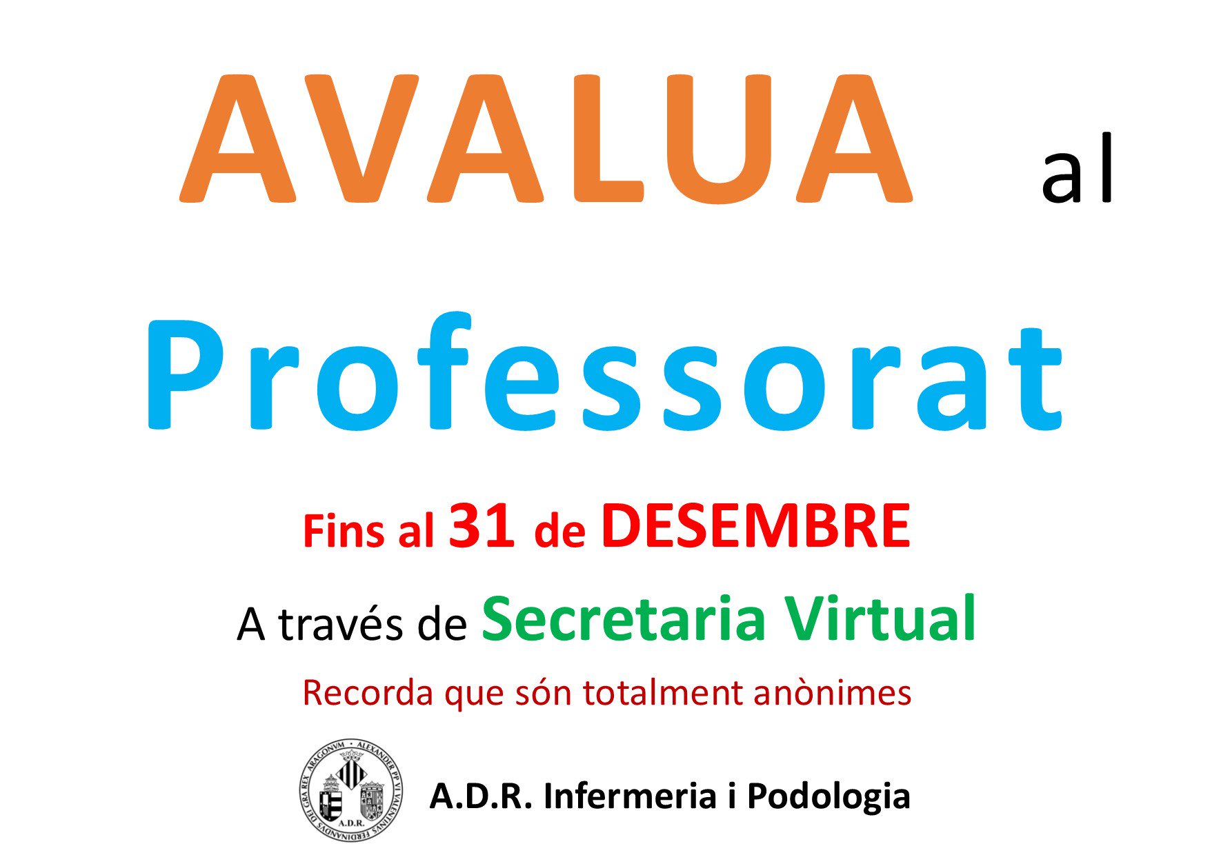 Evalúa al profesorado | ADR Infermeria Podologia