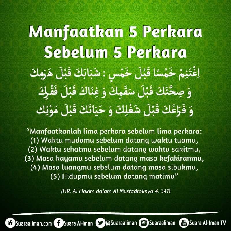 khutbah jumat tentang 5 Perkara Sebelum 5 Perkara Sesuai Hadits Nabi khutbah jumat tentang 5 Perkara Sebelum 5 Perkara Sesuai Hadits Nabi