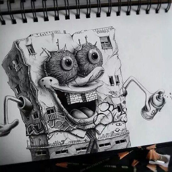 Realistic Spongebob Drawing