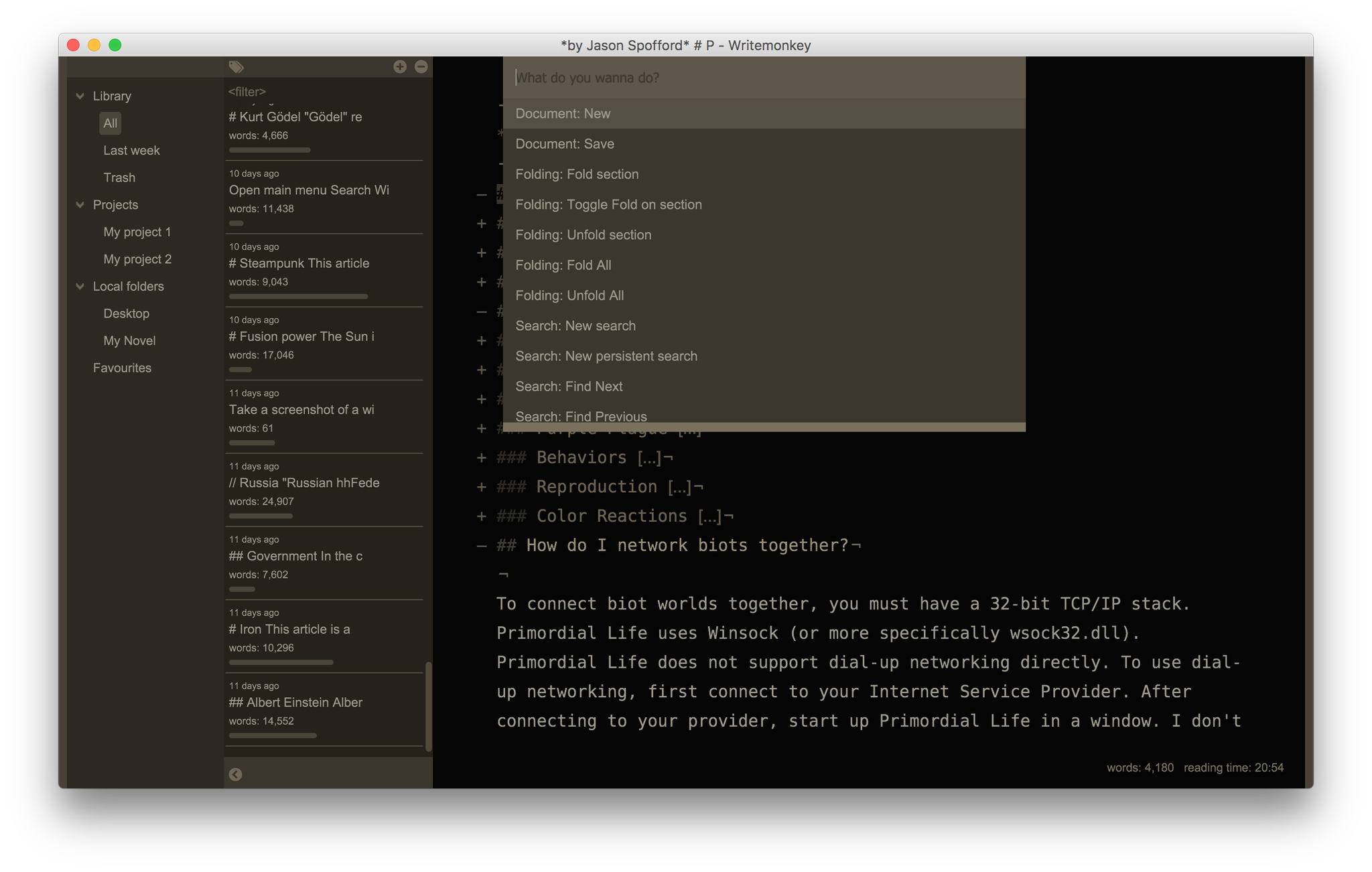 Iztok Stržinar on Twitter: "writemonkey 3 dev efforts: black-coffee theme, command palette is ...