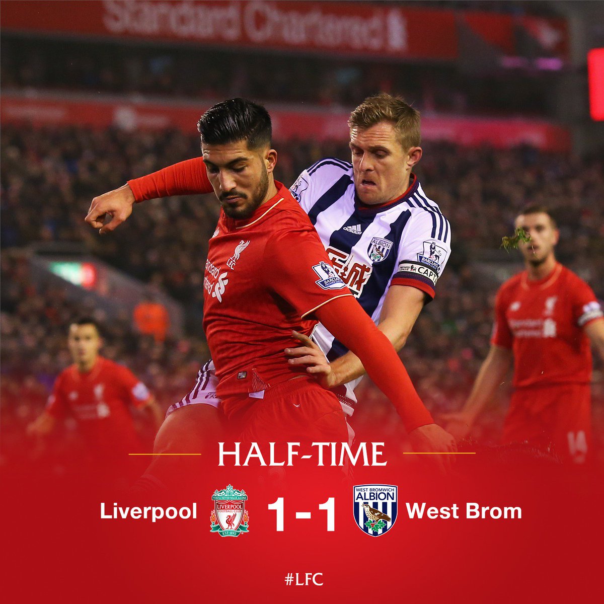 HALF-TIME: Liverpool 1-1 West Brom - ITV News