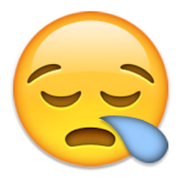 This emoji is not sad, it is 'Sleepy Face'; the nose bubble is meant to ...