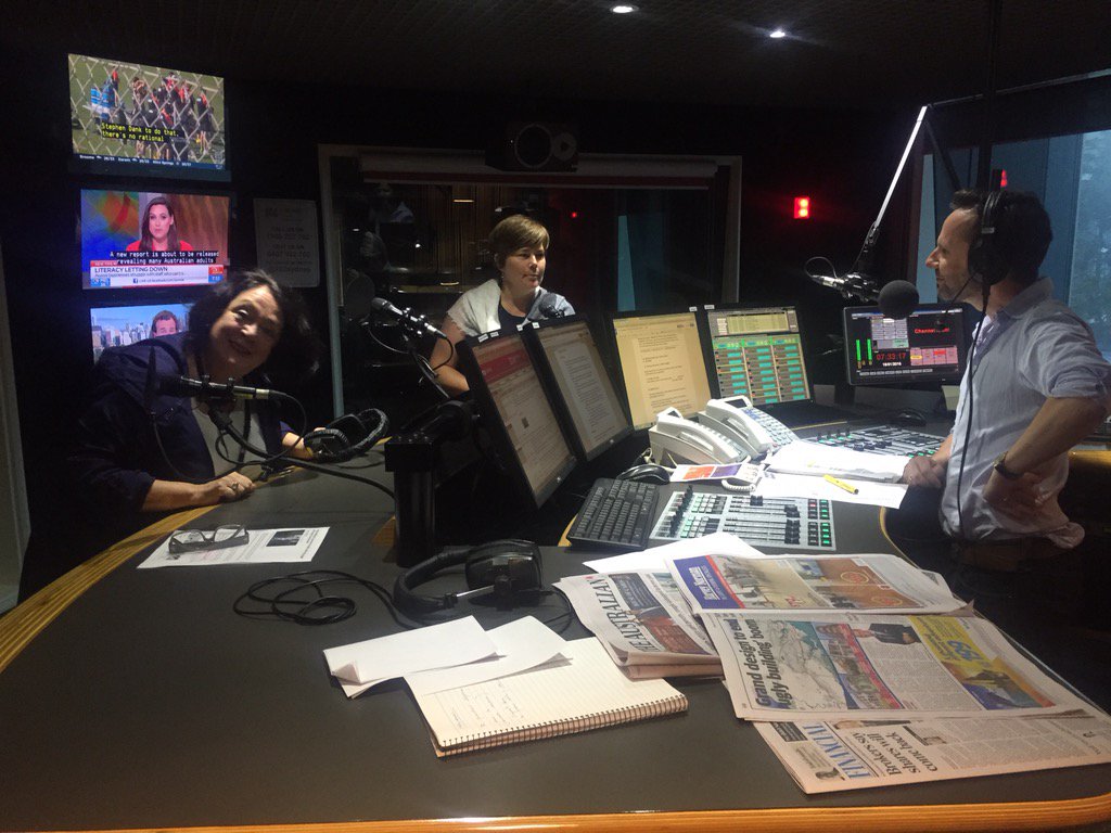 .wendy_harmer is here with robbie_buck and Toni Matthews ahead of her ...
