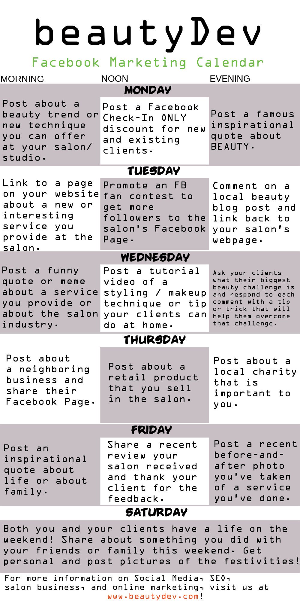 Beauty Salon Calendar