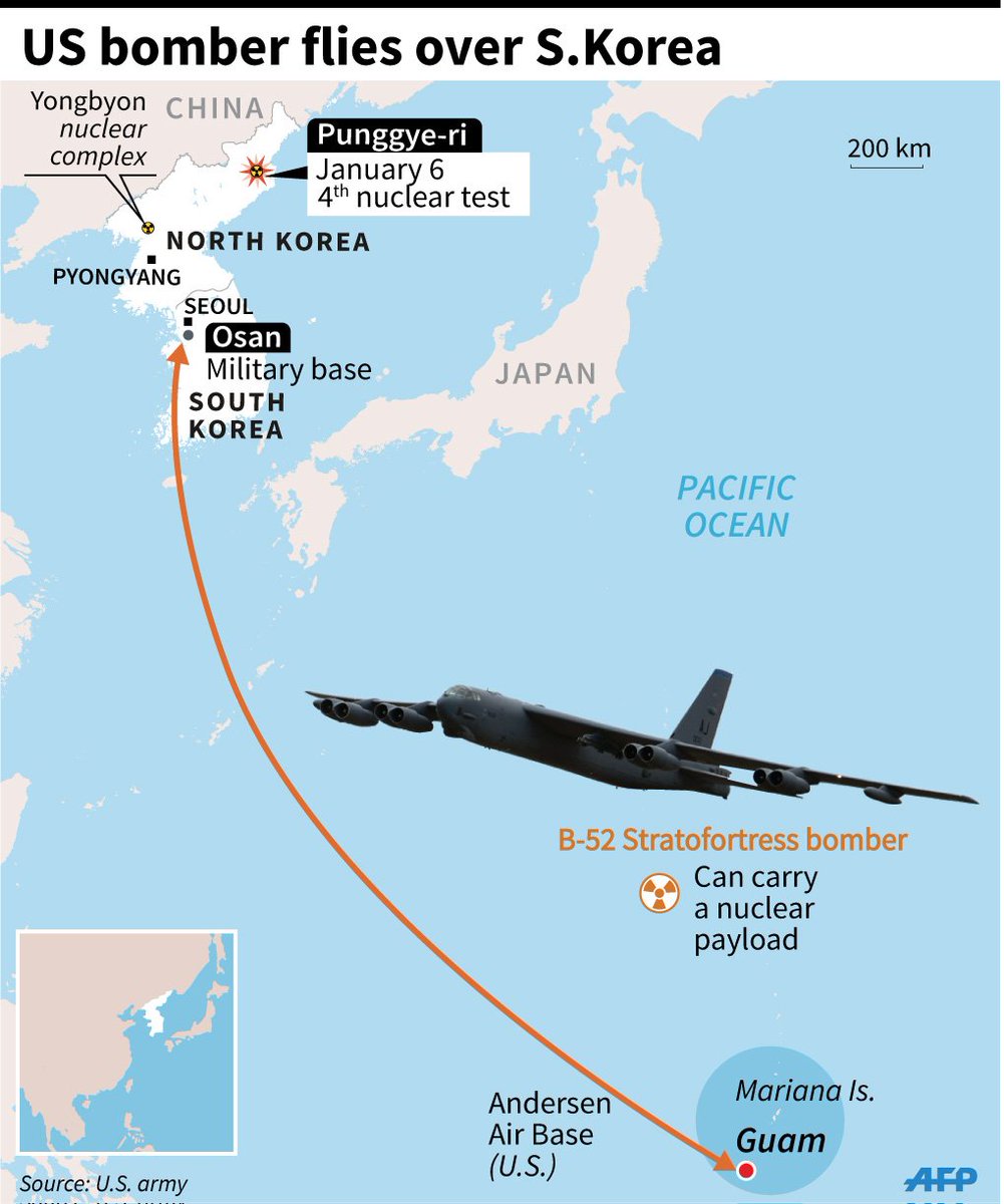 MAP: US bomber’s route from Guam to Osan, South Korea, after North’s ...