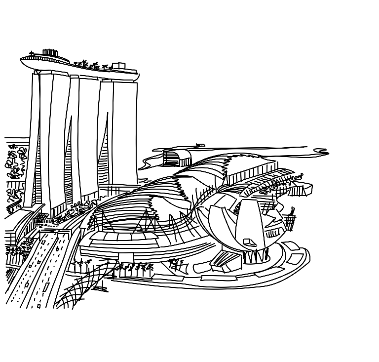 Marina Bay Sands Cartoon