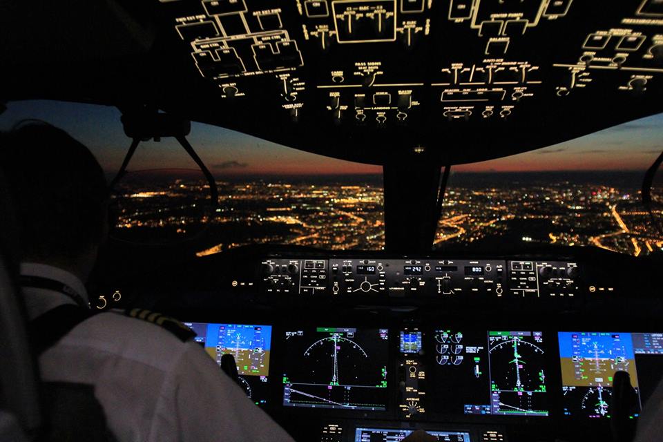 Boeing 787 Cockpit At Night