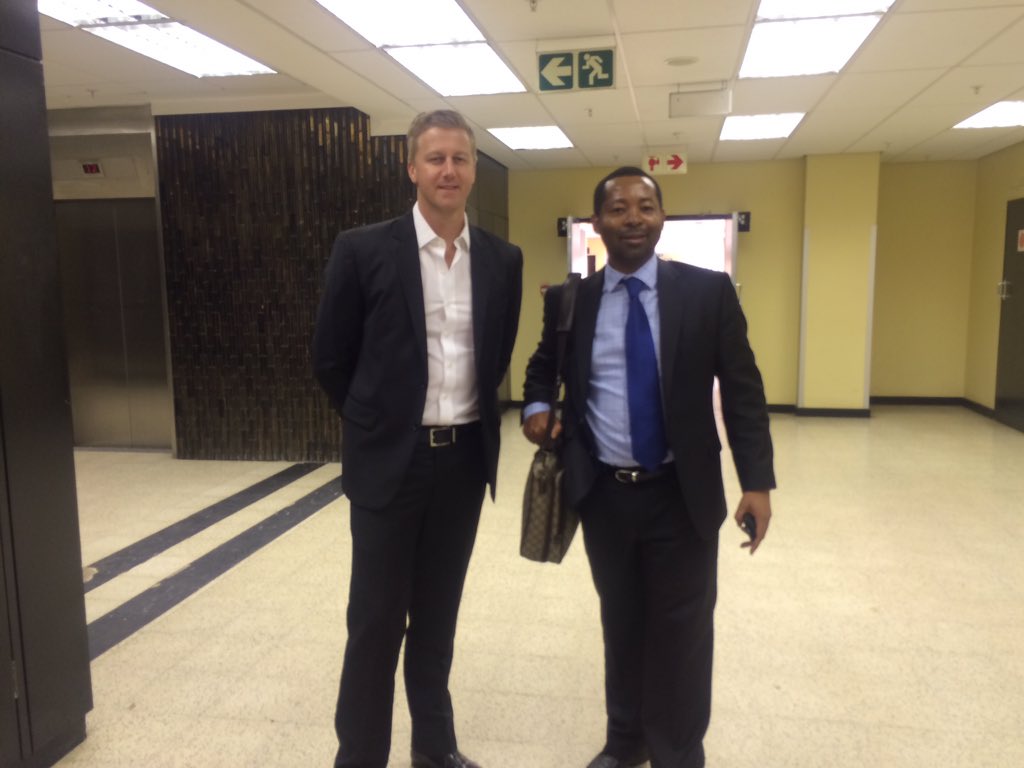 GarethCliff in court with lawyer Eric Mabuza. Today is D-day. He'll ...