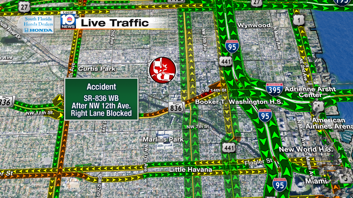 CRASH: SR-836 after NW 12th Ave. Right lane blocked TRAFFIC MIAMI ...