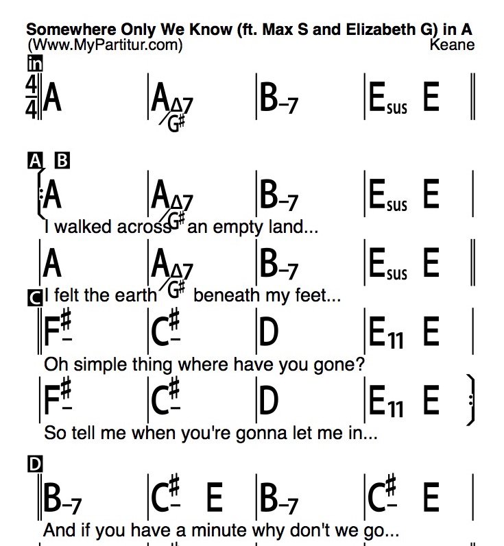 Somewhere Guitar Chords