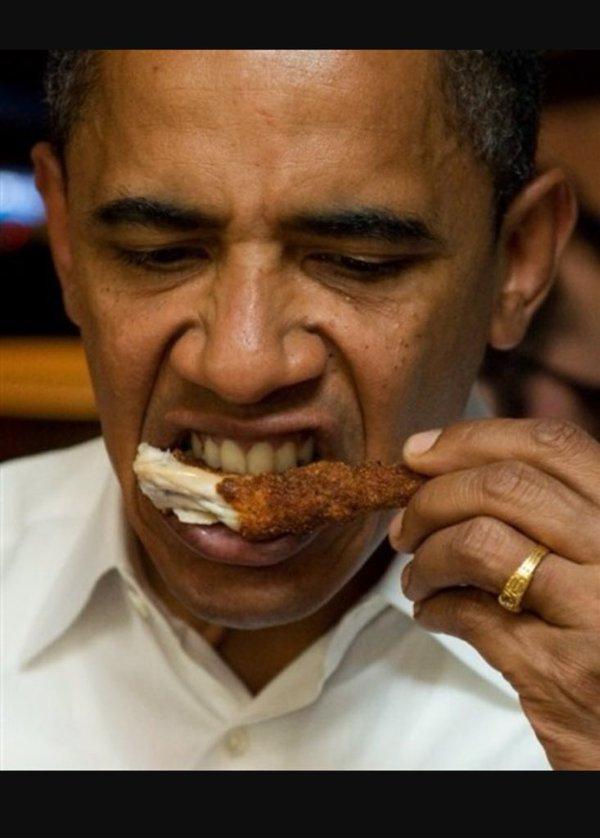 Obama Eating Chicken Wings