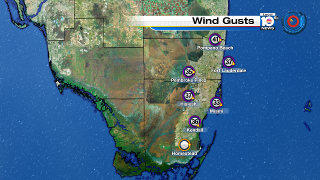 Windy day across South Florida with wind gust in the low 40 mph range ...