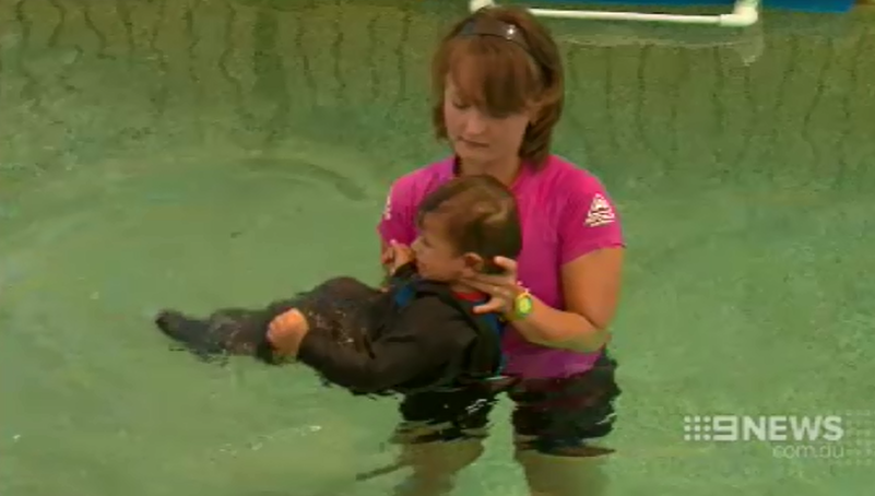 The intense course teaches children how to float in the water with ...