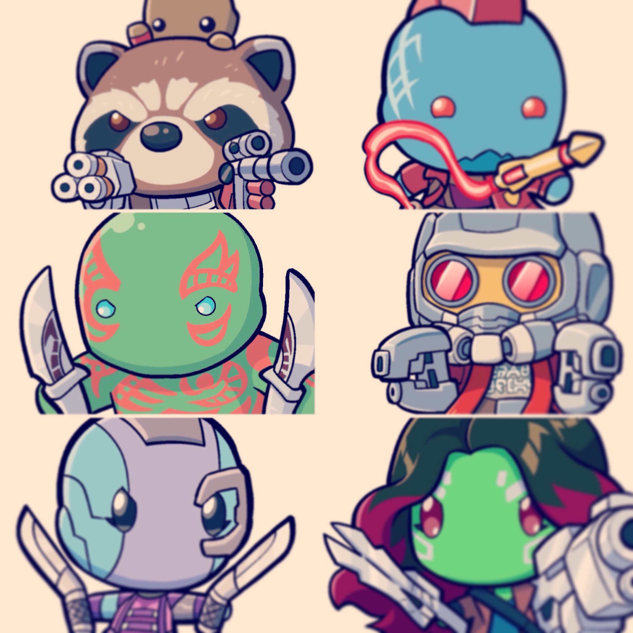 Rocket Raccoon And Groot Chibi