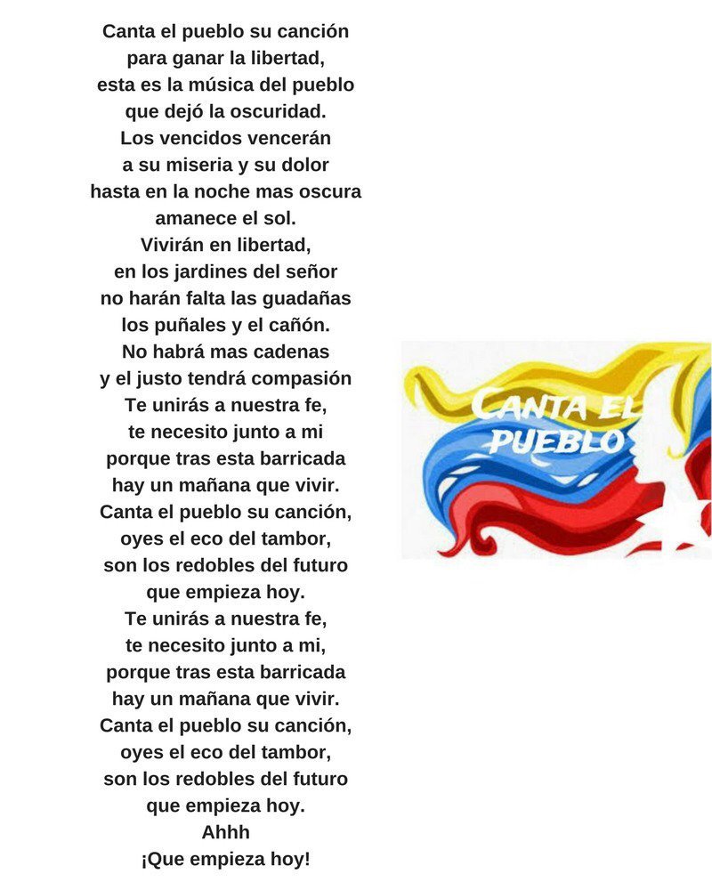 Letra de la canción que canta el pueblo de venezuela. - scoopnest.com