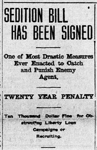 Sedition Act Of 1918 Youtube