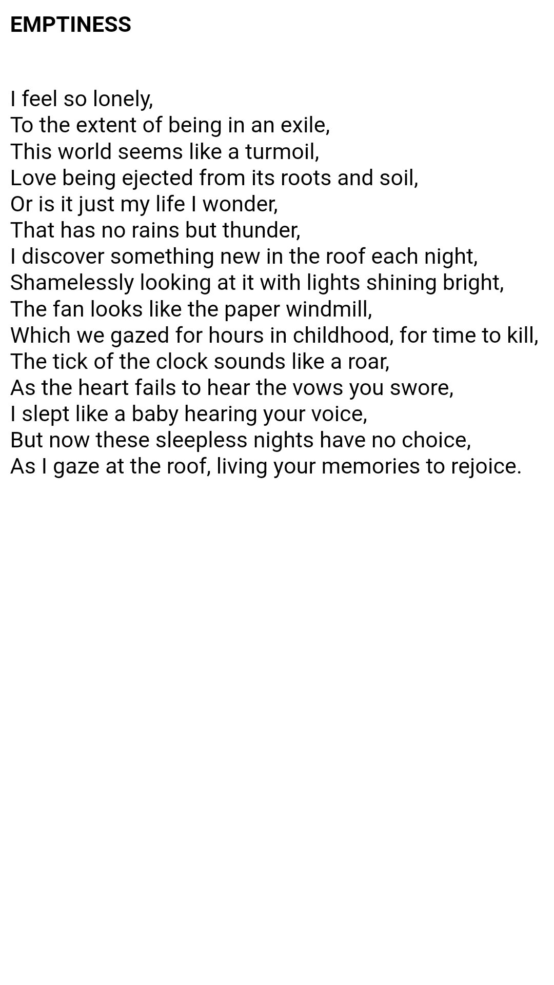 Feeling Of Emptiness