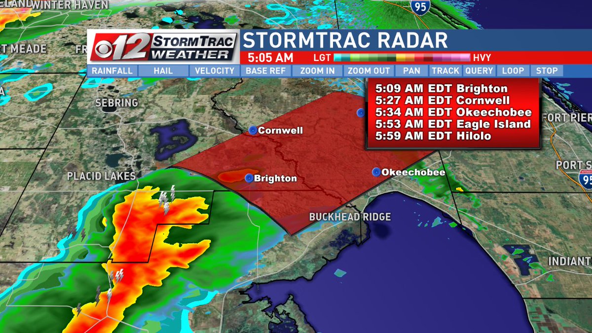 Storms are approaching Okeechobee County now. A look at arrival times ...