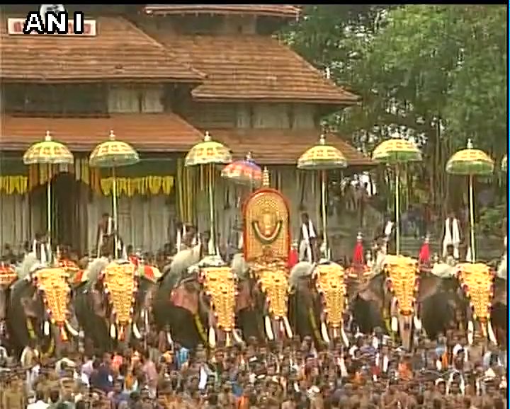 Kerala: Thrissur Pooram celebrations. It is celebrated on the day when ...
