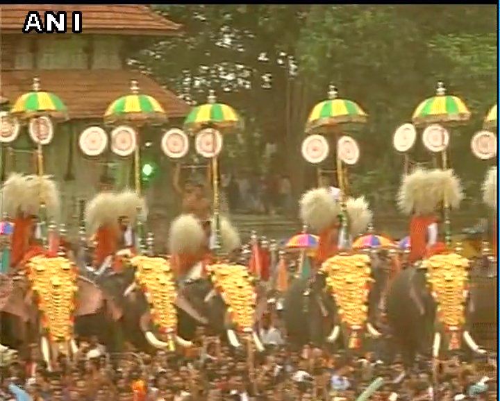 Kerala: Thrissur Pooram celebrations. It is celebrated on the day when ...