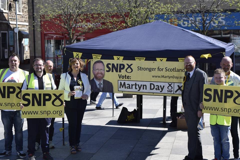 Back out in Bathgate today to re-elect Martyn Day as MP for Linlithgow ...