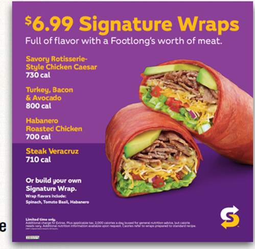 subway signature wraps nutrition