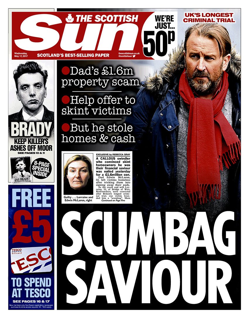 Good morning from The Scottish Sun. Here's a look at today's front page ...