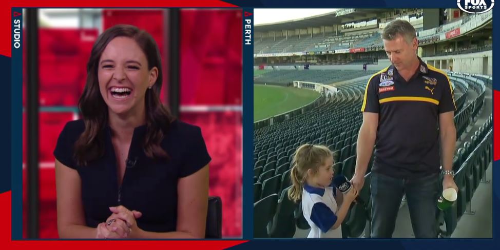 Adam Simpson interview goes off the rails when daughter Elsa intervenes ...