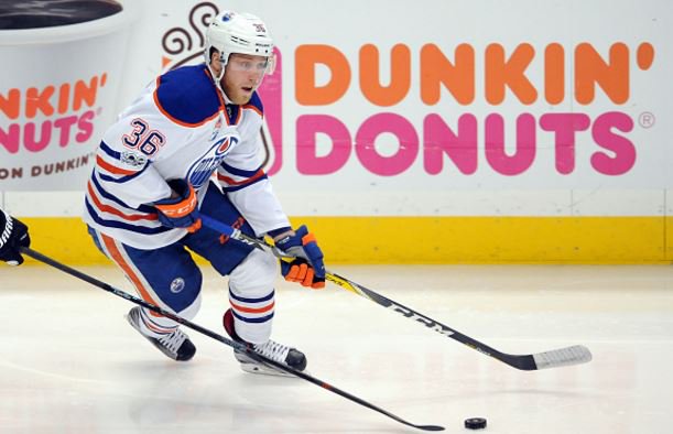 Drake Caggiula opens the scoring to give the EdmontonOilers a 1-0 lead ...