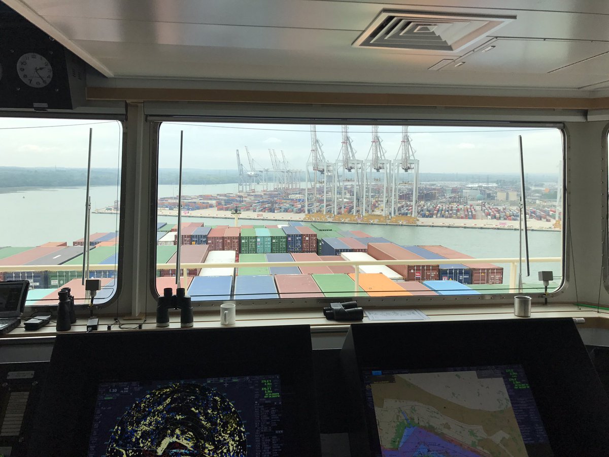 With cranes booming down in unison, MOL Triumph has arrived at DP World ...