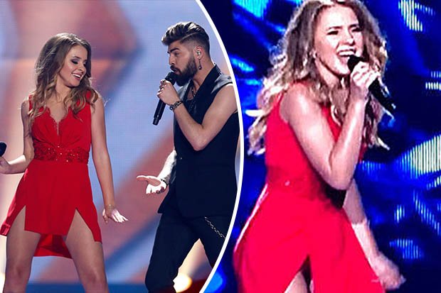 Romanian Eurovision star sets pulses racing with saucy wardrobe ...