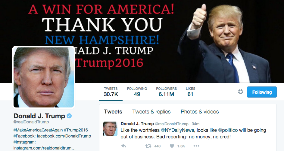Trump has updated his twitter header - scoopnest.com
