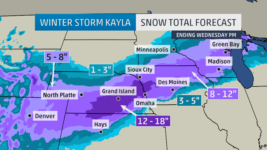 Winter Storm Kayla could bring up to 18" of snow from the Plains to the ...