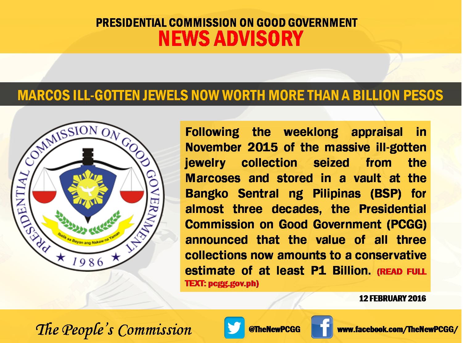PCGG (Official) on Twitter: "MARCOS ILL-GOTTEN JEWELS NOW WORTH MORE THAN A BILLION PESOS (Read ...
