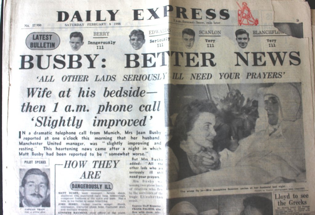 Newspaper headlines on the munich air disaster, 6-7 february 1958 ...