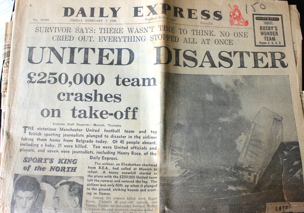 Newspaper headlines on the munich air disaster, 6-7 february 1958 ...