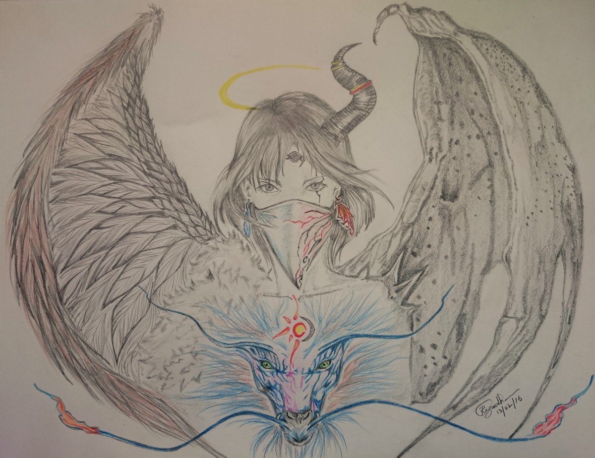 Half Demon Half Human Drawing