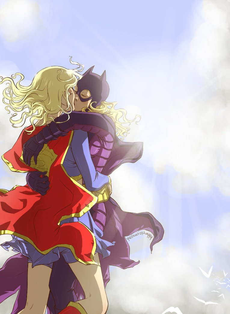 Batgirl And Supergirl Kiss