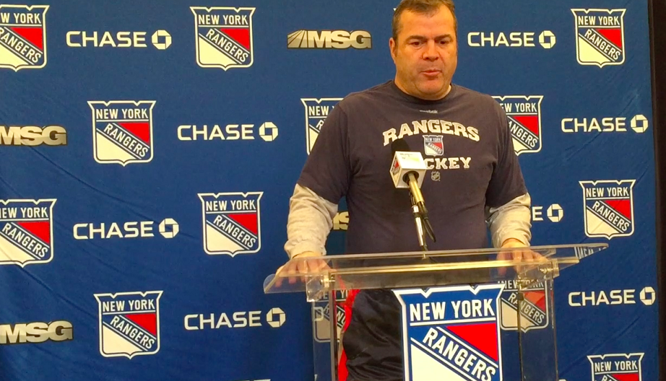 VIDEO: AV meets with reporters before the #NYR face off with the Flyers ...