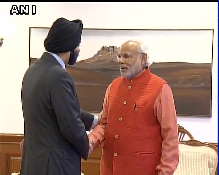 Delhi: pm narendra modi meets ajay banga (president & ceo, us india ...