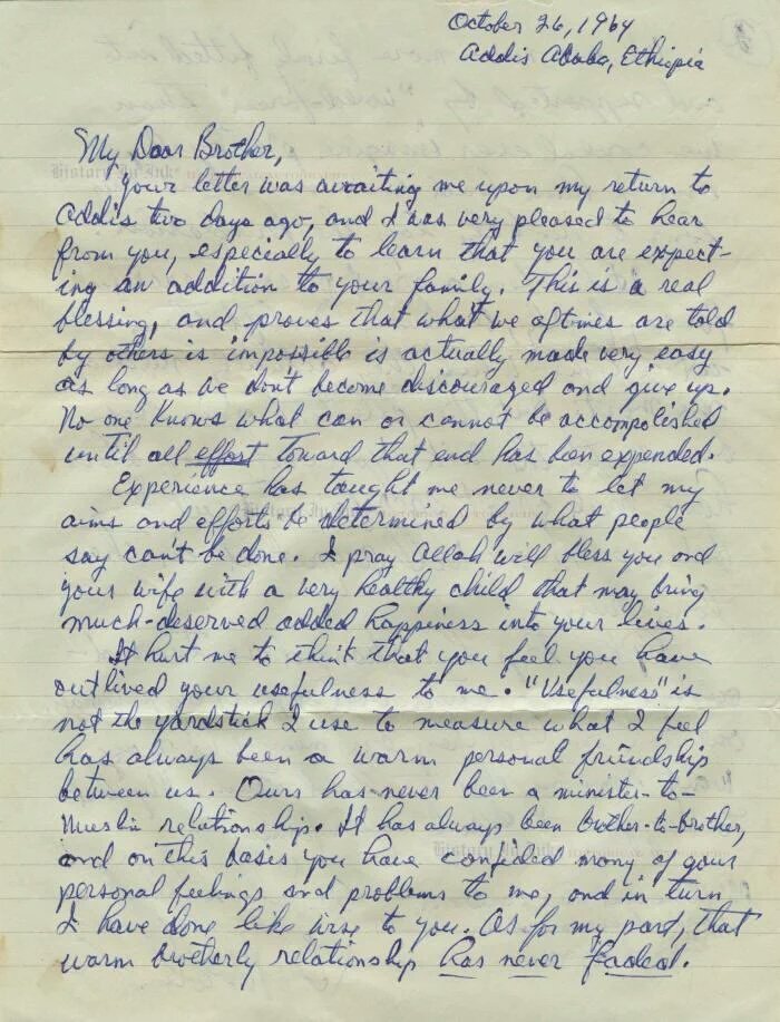 A letter malcolm x wrote from addis ababa, ethiopia, october 26th 1964 ...