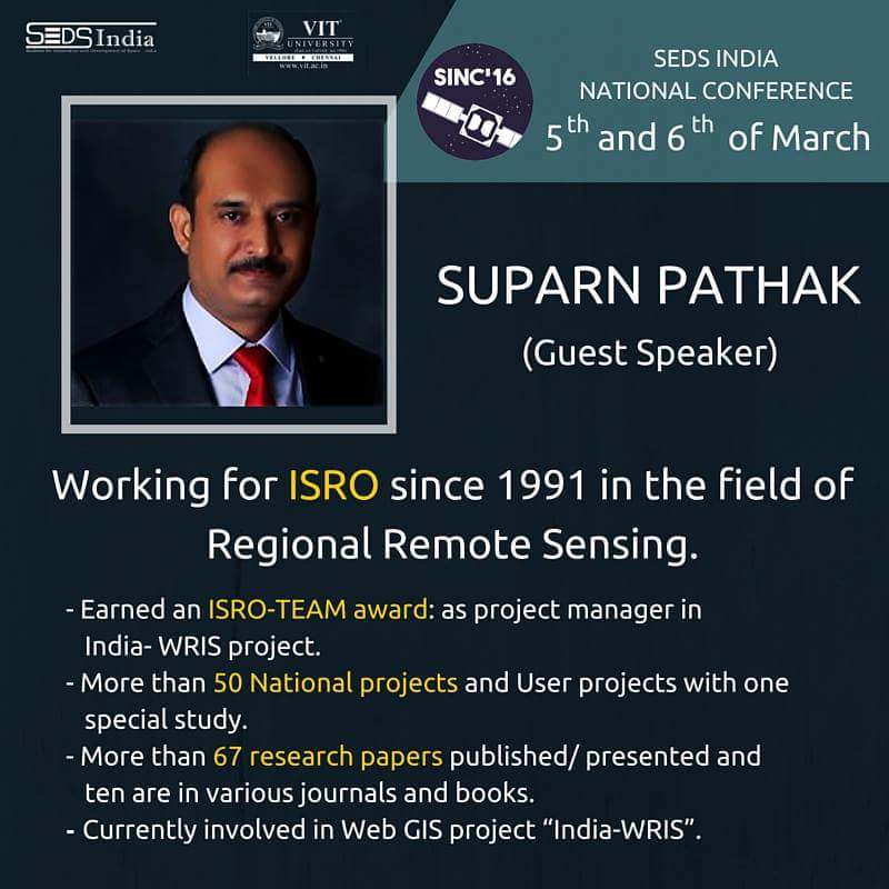 SEDS India on Twitter: "Joining us from @isro at #SINC16, Dr. Suparn Pathak! Register now at ...