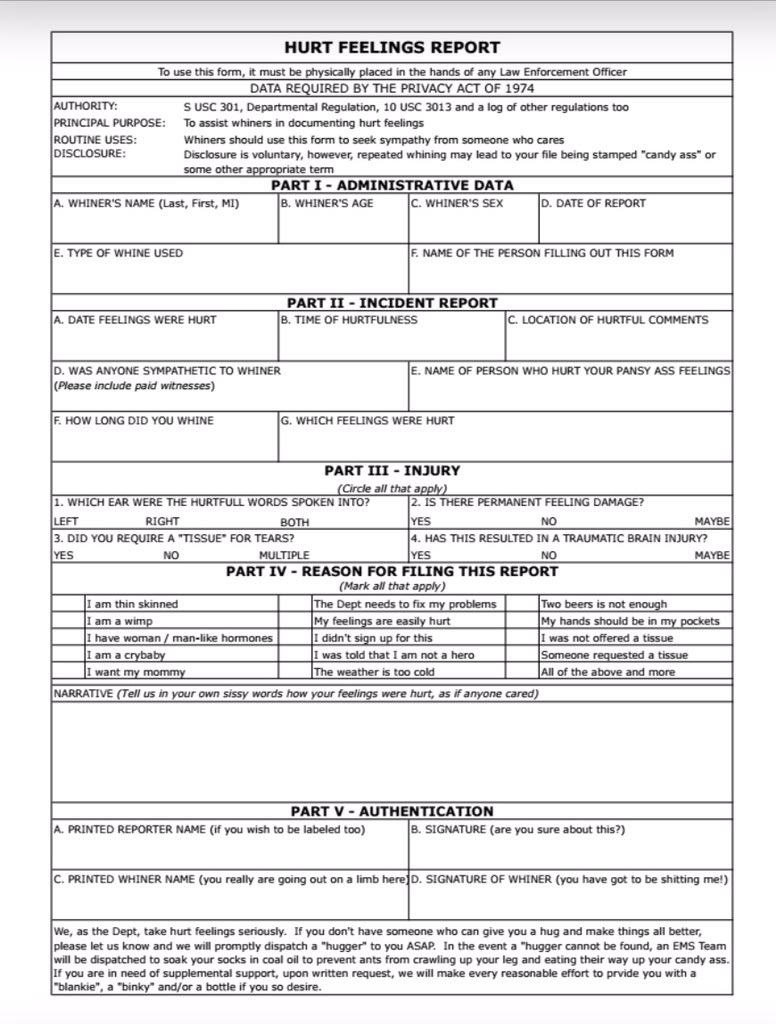 Hurt Feelings Report Form