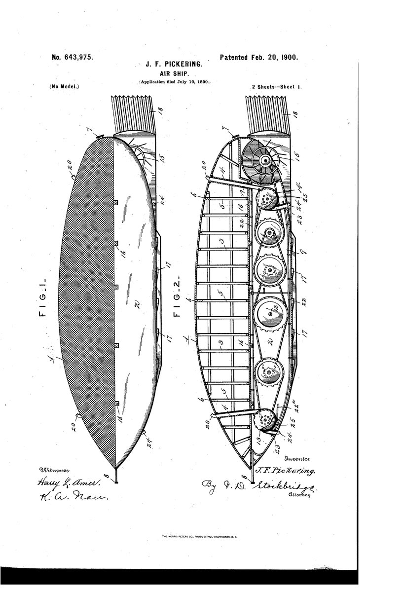 OTD in 1900, JF Pickering patents his airship invention. A photo of ...