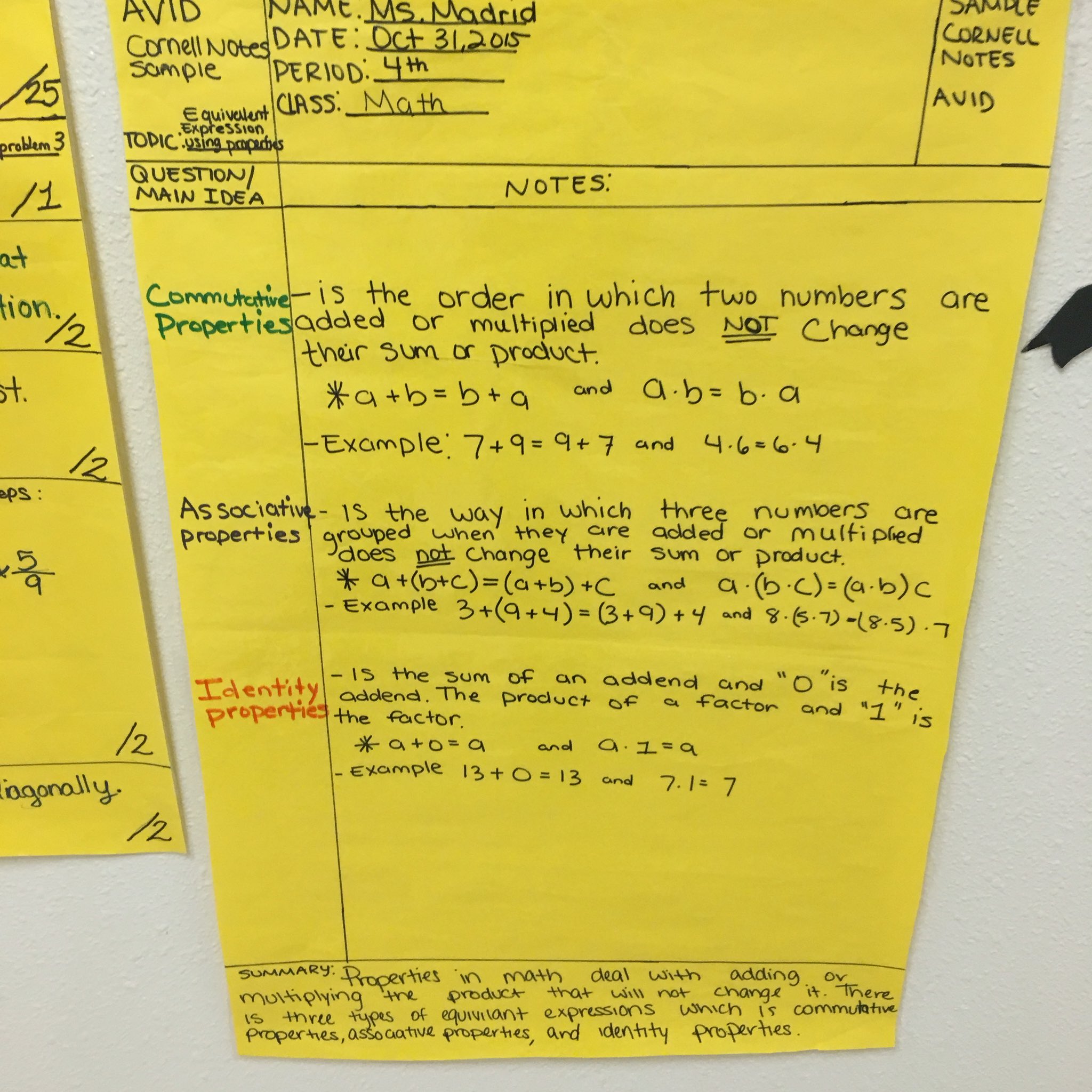 Cornell Notes Example Math