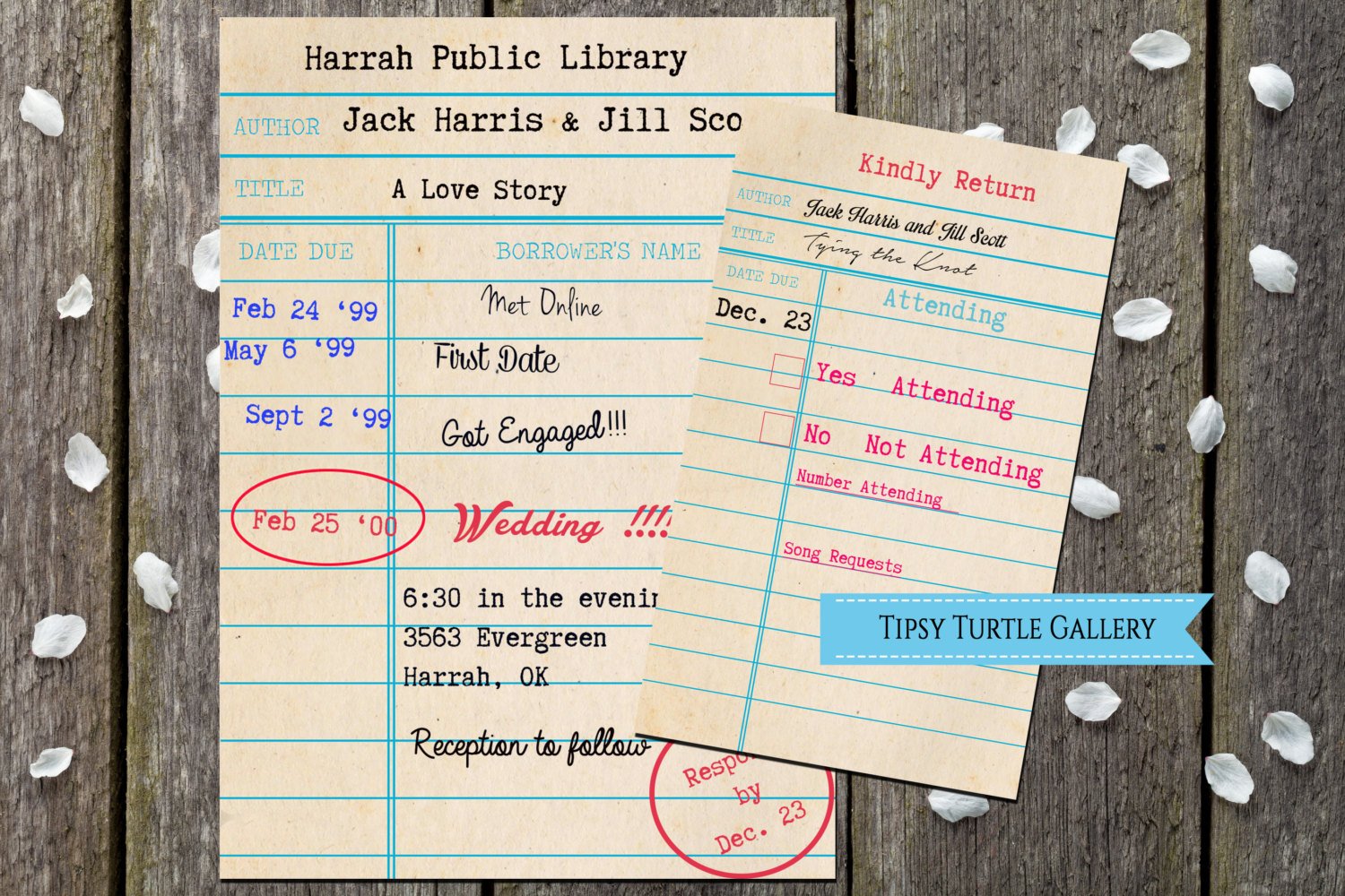 Library Card Wedding Invitation