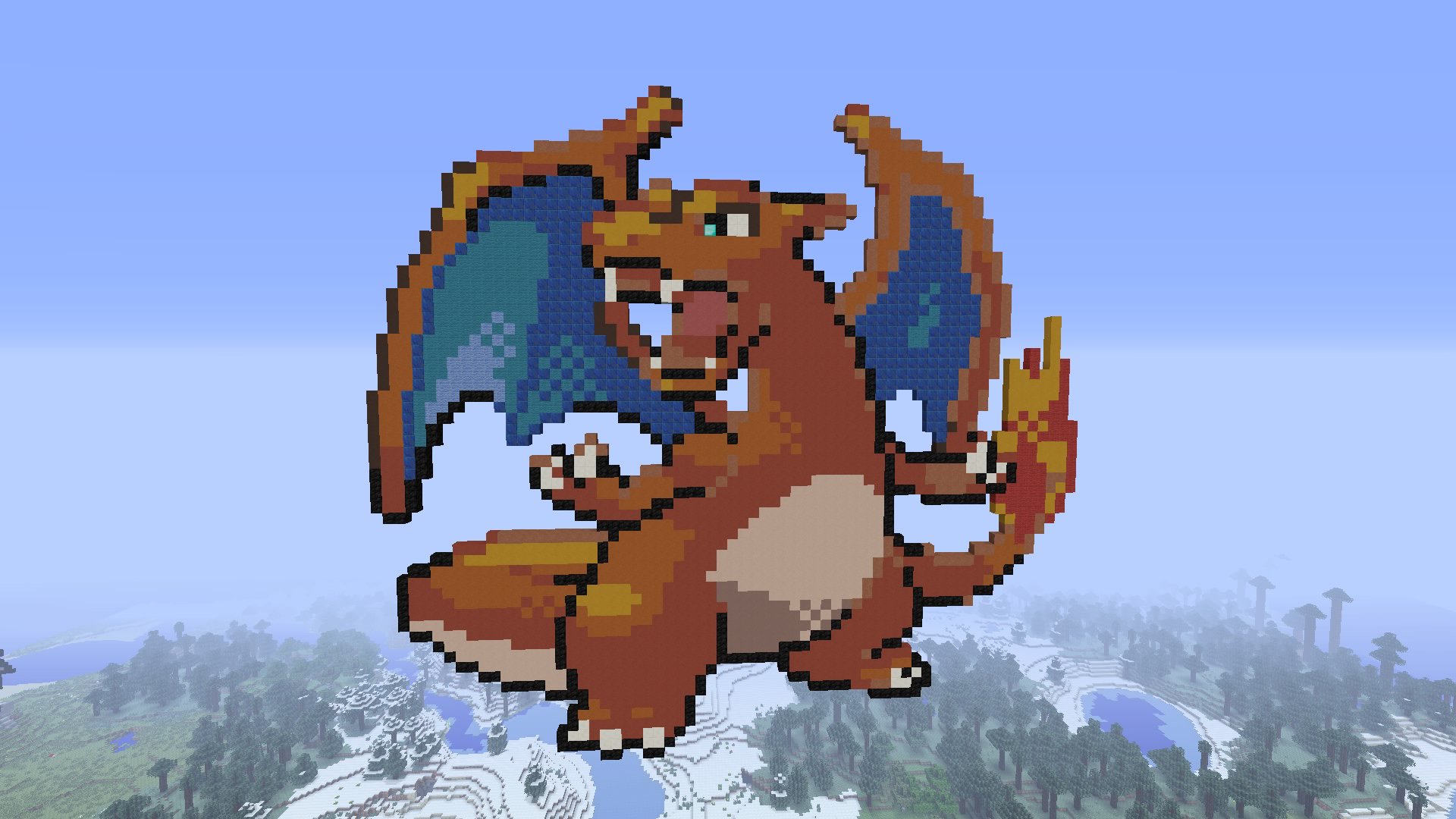 Pixel Art Minecraft Pokemon Charizard