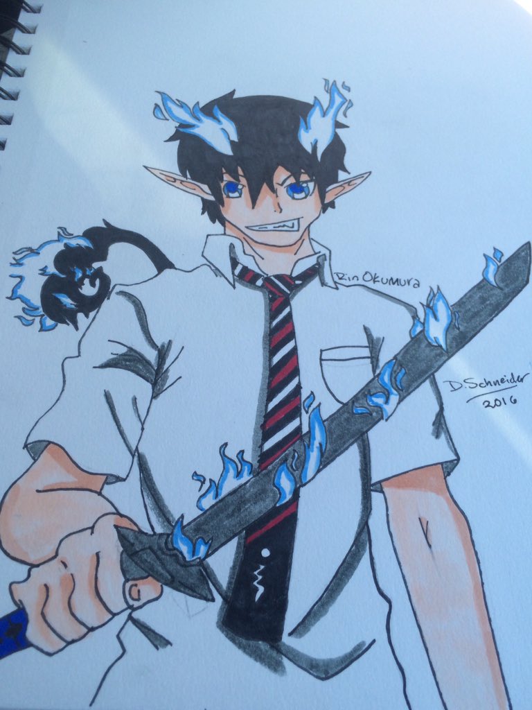 Rin Okumura Demon Form Drawing
