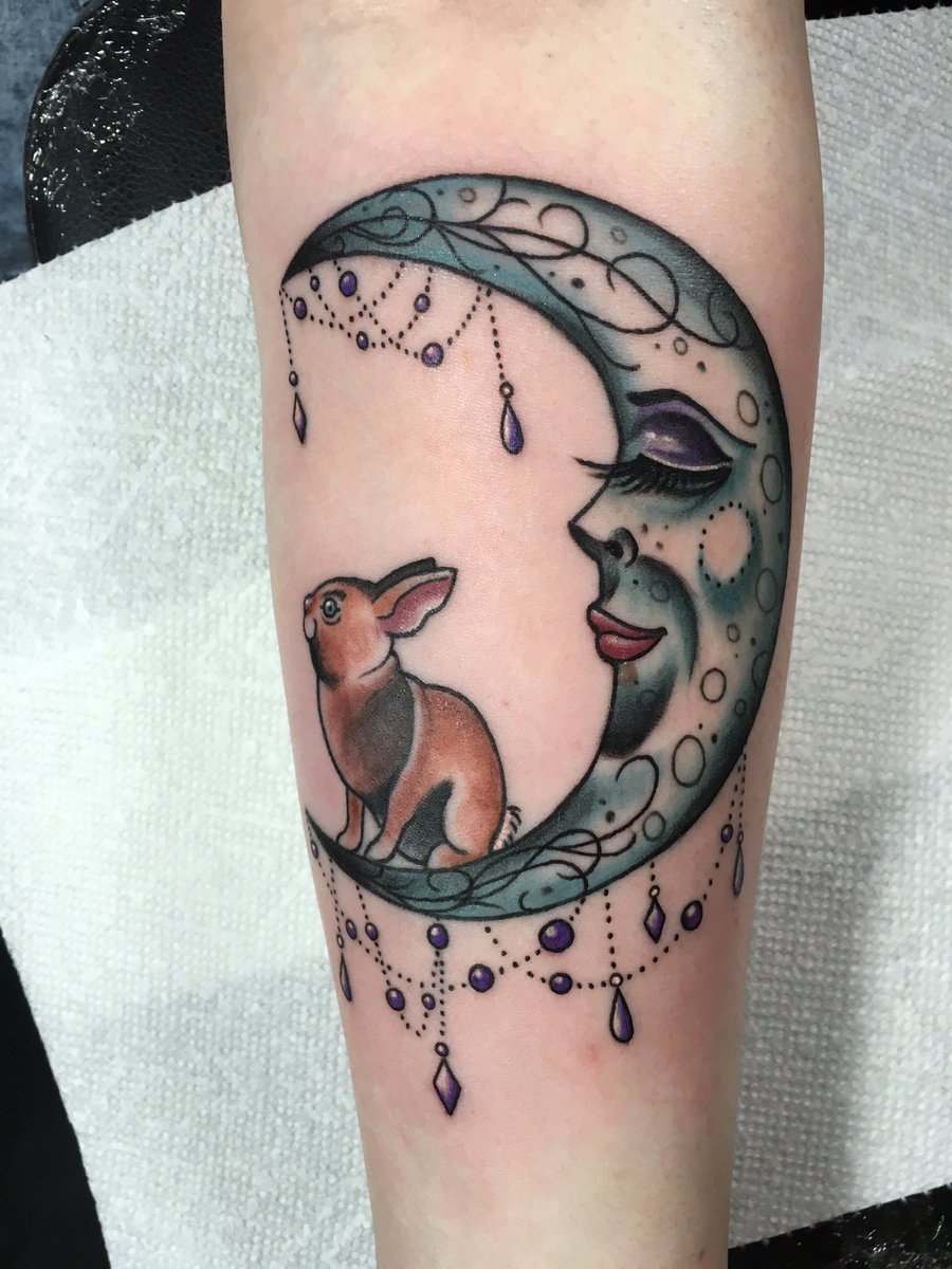 Rabbit On The Moon Tattoo