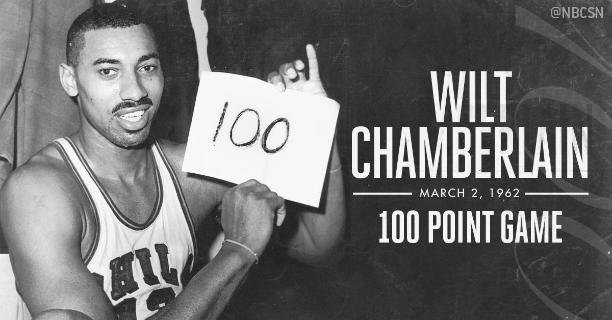 On this day in 1962, wilt chamberlain dropped 100 points! - scoopnest.com